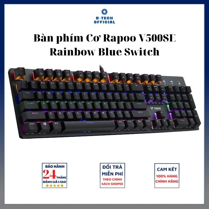 Bàn phím Cơ Rapoo V500SE Rainbow Blue Switch - Bảo hành chính hãng | Shopee Việt Nam