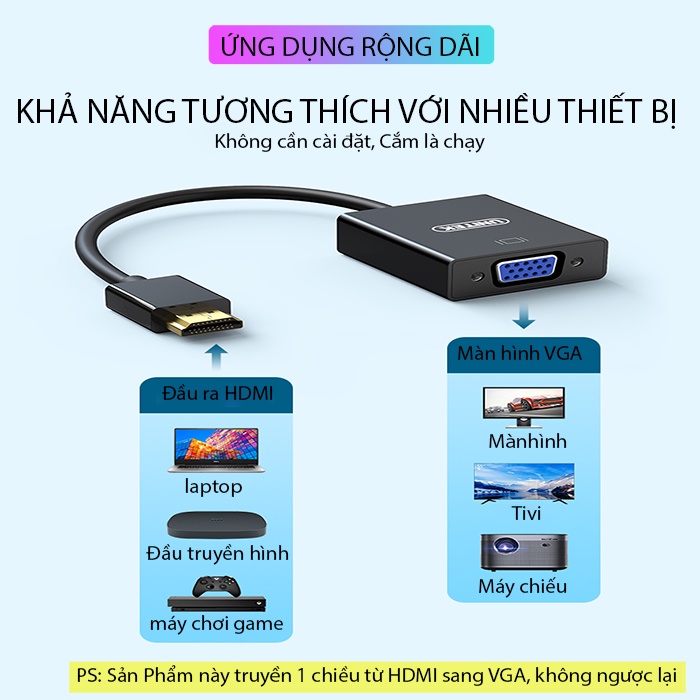 CÁP CHUYỂN HDMI SANG VGA (LAPTOP RA MÁY CHIẾU, MÀN HÌNH VGA...) HÃNG ...