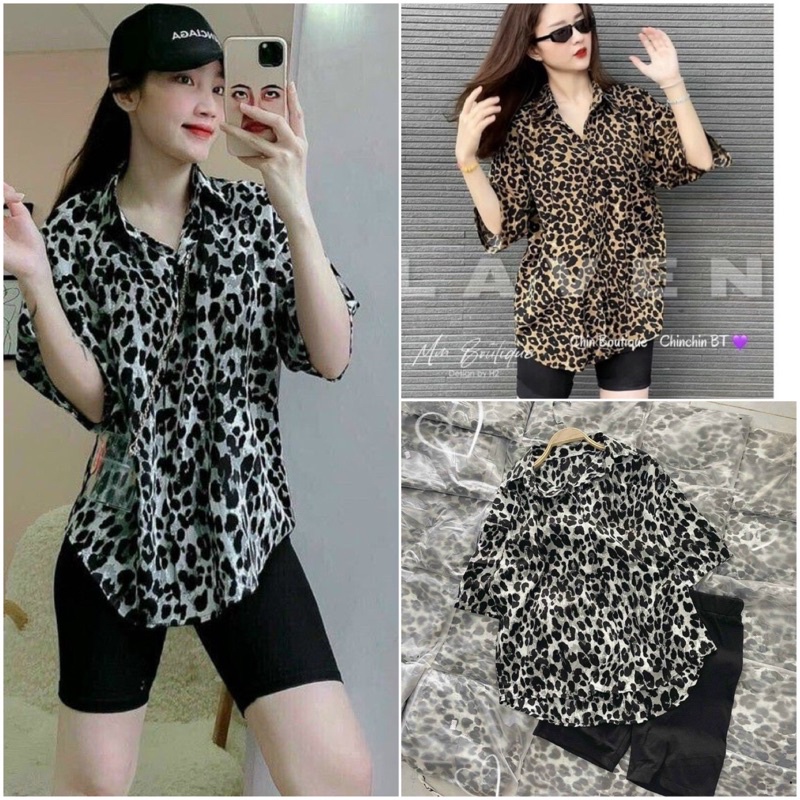 SÉT ÁO SƠ MI DA BEO KÈM QUẦN ÔM BODY XINH CÓ BÁN LẺ MÓN | Shopee Việt Nam