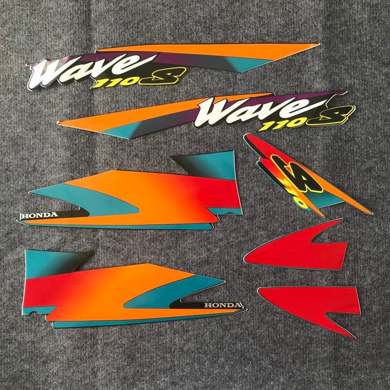 Tem trang trí xe WAVE THÁI S110 ( dùng cho các đời wave nhỏ, màu cam ...
