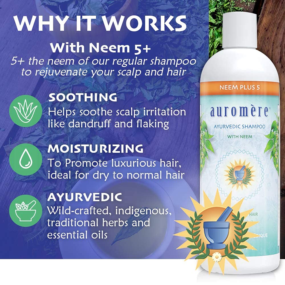 [Auromere] Ayurvedic Shampoo, Neem Plus 5 - Dầu gội Ayurvedic, Neem + 5 ...