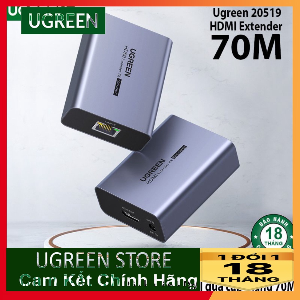 Bộ kéo dài HDMI qua Lan 70 met dây mạng Cat5/Cat6 Cao Cấp Ugreen 20519 ...
