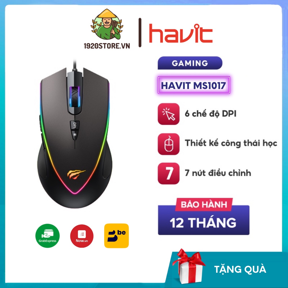 【Giao Hỏa Tốc】Chuột Gaming HAVIT MS814, 16 Triệu Màu RGB, 6 Chế Độ DPI, Tích Hợp 7 Nút Điều ...