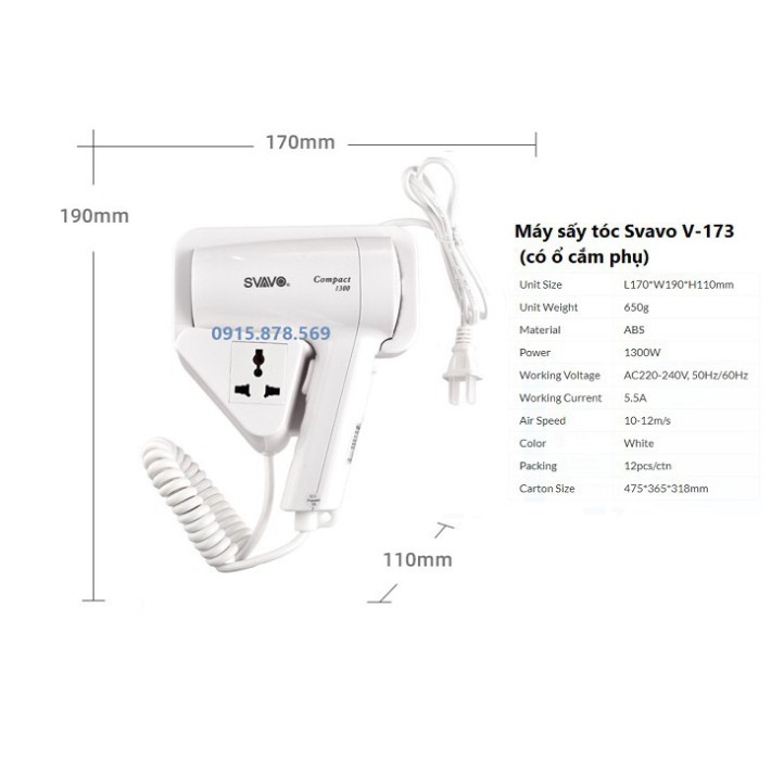 Máy sấy tóc treo tường Svavo V173 | Shopee Việt Nam
