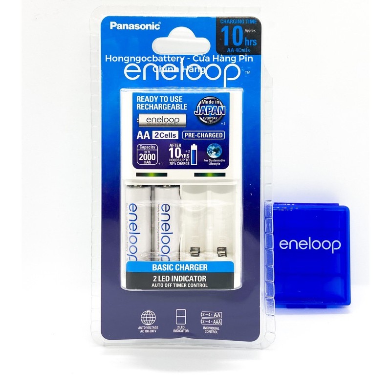 Sạc pin AA,AAA Panasonic Eneloop Kèm 2 viên Pin Sạc Eneloop MADE IN ...