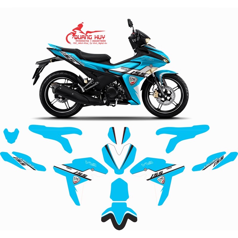 Tem trùm exciter 155 xanh ngọc CNC, tem exciter155, team trùm ex 155 ...