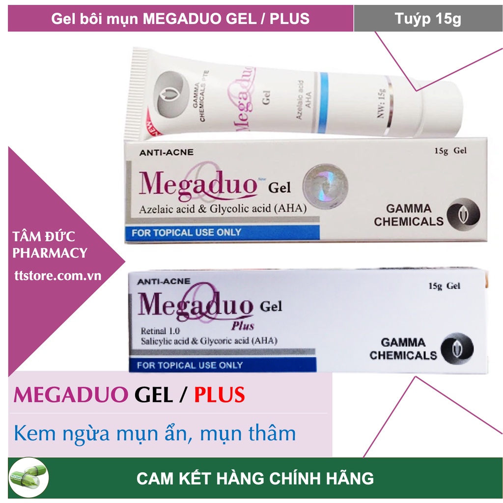 MEGADUO - MEGADUO PLUS [Tuýp 15g] - Gel giảm mụn trứng cá, mụn ẩn, thâm ...