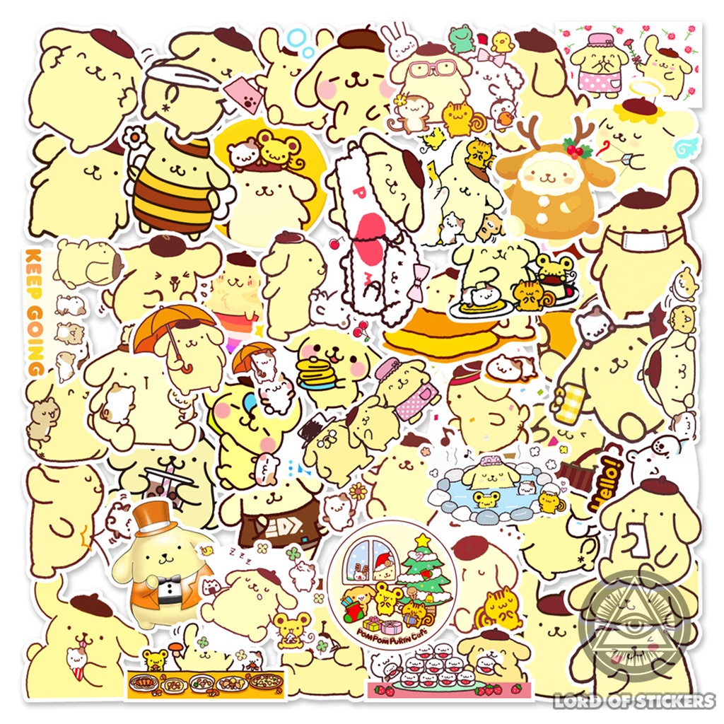 Set 50 Nhãn Dán Pom Pom Purin Sticker Nhân Vật Hoạt Hình Cute Chống ...