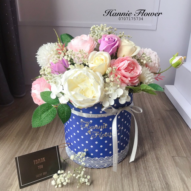[Hannie Flower] Hộp hoa sáp, hoa lụa tím | Shopee Việt Nam