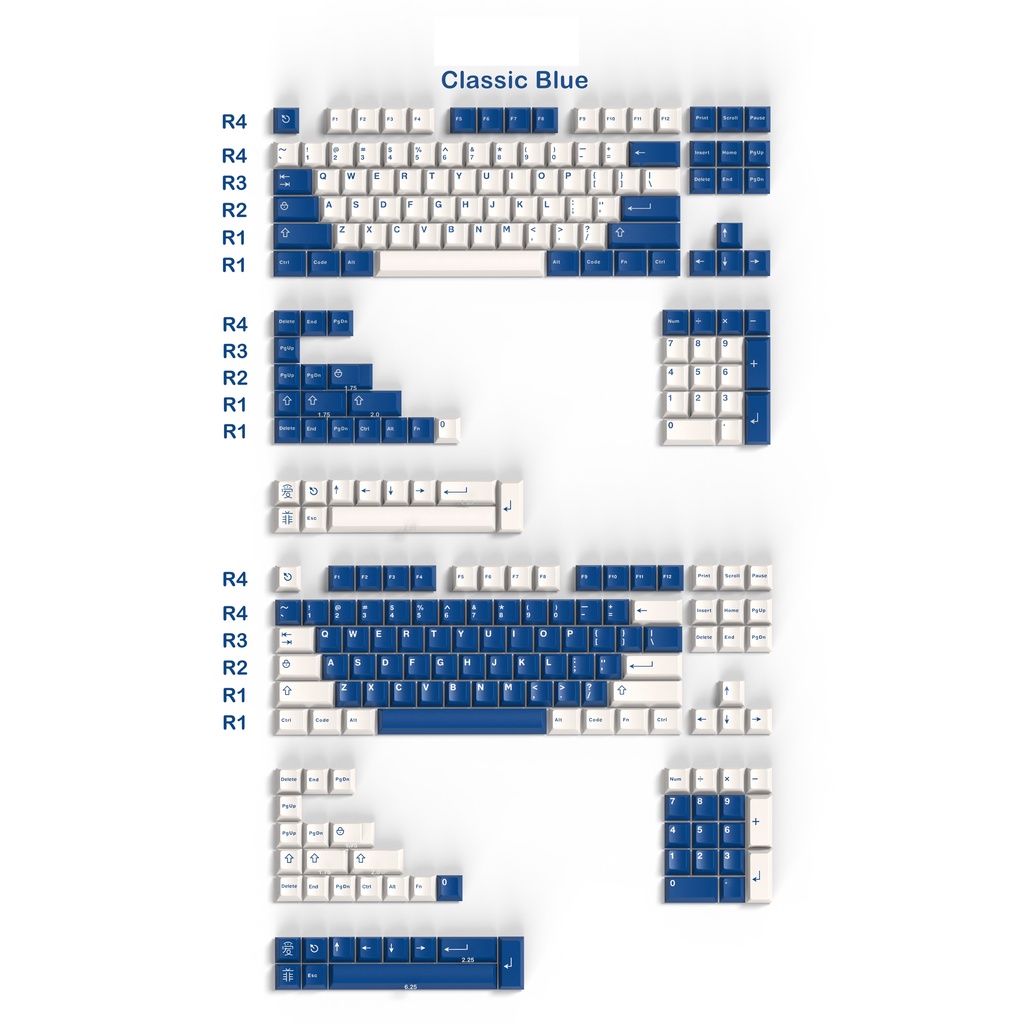 Keycap CLASSIC BLUE CMK Aifei 264 nút nhựa ABS Doubleshot bản mới ...