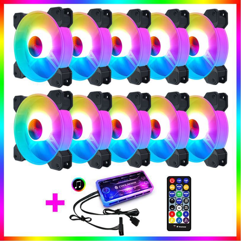 Bộ 10 Quạt Tản Nhiệt, Fan Led RGB Coolmoon Y1 - Kèm Bộ Hub Sync Main ...