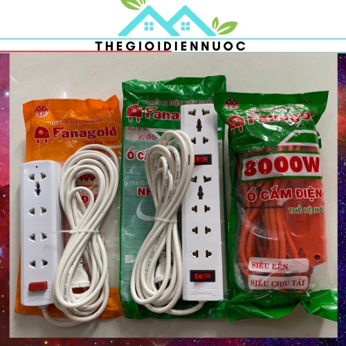 Ổ cắm điện Fanagold đa năng siêu chịu tải 3000W-8000W, ổ điện 4 lỗ, 6 ...