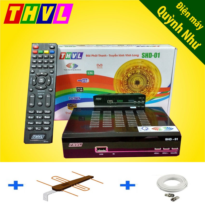 TRỌN BỘ ĐẦU THU MẶT ĐẤT THVL SHD-01 + ANTEN KHẾCH ĐẠI + 15M CÁP ĐỒNG ...