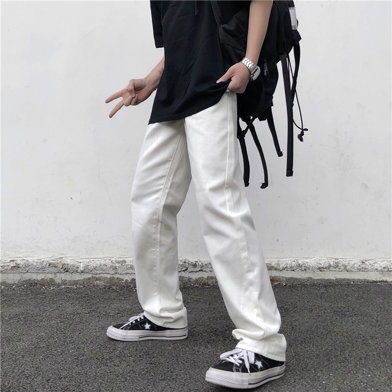 Quần ống rộng nam nữ màu trắng kaki jean Yinxx, quần dài ống đứng ...