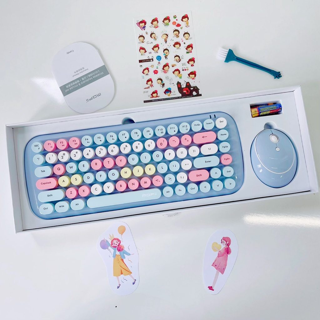 Bộ bàn phím MOFII Candy Colorful cute không dây giả cơ & chuột 6 Màu ...