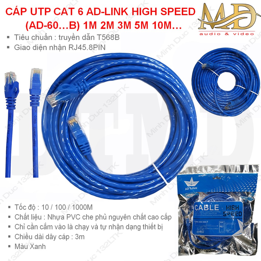 Cable Internet - CÁP UTP CAT 6 AD-LINK HIGH SPEED (AD-60…B) 1M -2M - 3M ...