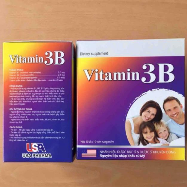Vitamin 3B Giúp bổ sung và dự phòng thiếu hụt vitamin B1, B6, B12 cho cơ thể hộp 100 viên ...