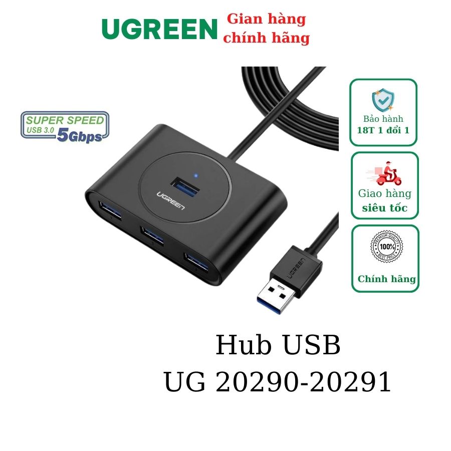 Bộ chia HUB USB 3.0 4 cổng Ugreen 20290 - 20291 | Shopee Việt Nam