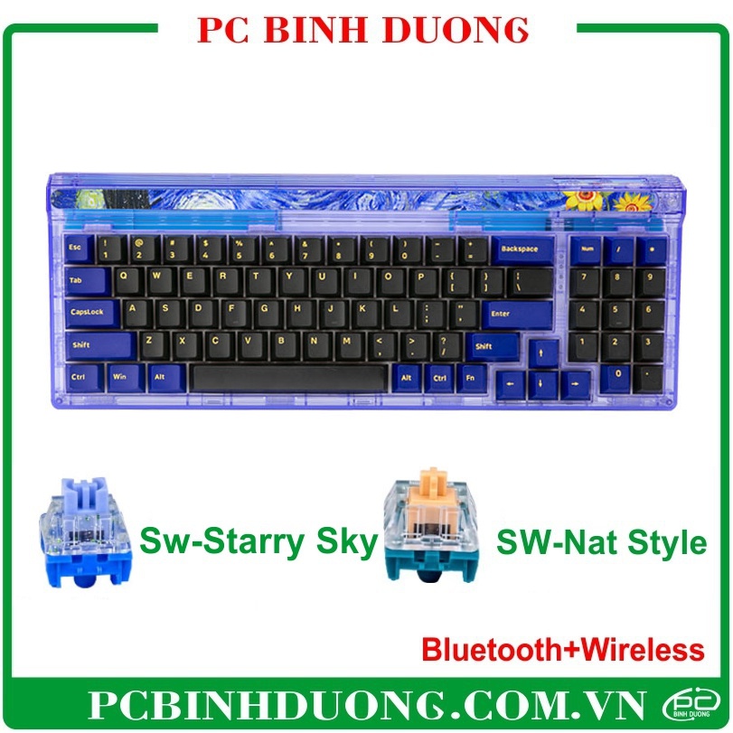 Bàn phím cơ không dây Newmen GM780 Gasket Starry (Bluetooth 5.0 / Wireless 2.4Ghz /Led RGB) TKL ...