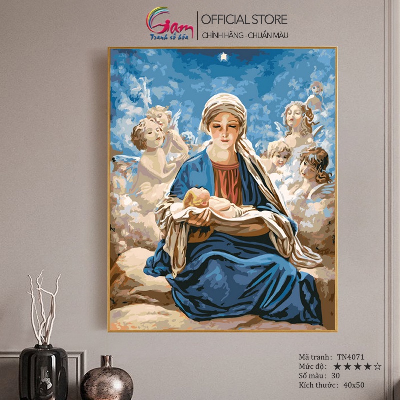 Tranh Tô Màu Theo Số Công Giáo Đức Mẹ Maria Gam Lọ Màu To 5ml Đã Căng ...