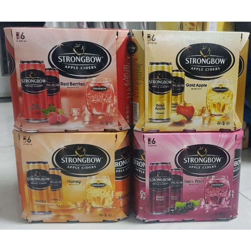 Nước trái cây lên men Strongbow 330ml táo, dâu, nho , mật ong (6lon/lốc ...