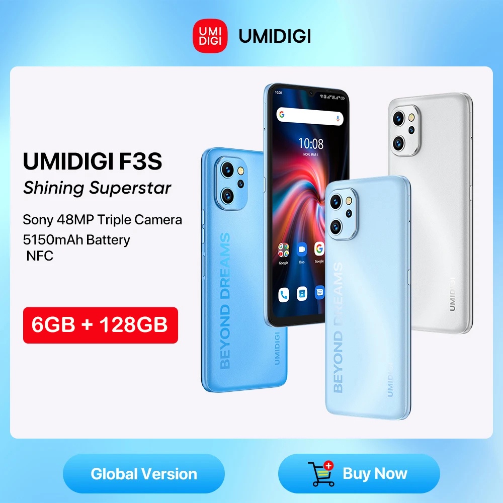 Điện thoại UMIDIGI F3S Android 11 T610 6GB RAM + 128GB ROM 6.7 "HD 48MP 5150mAh NFC cao cấp ...