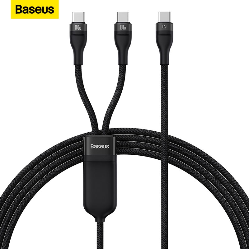 Cáp Sạc Nhanh Baseus 2 Trong 1 Cổng Usb C 100w Pd Type C Sang Usb C Qc