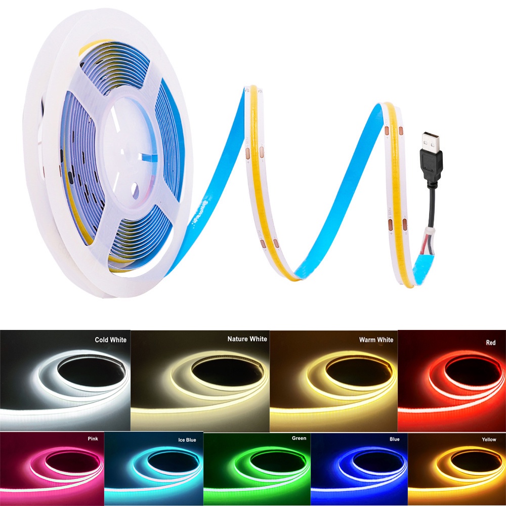 5v USB COB LED Strip Light cho tủ phòng ngủ TV 5m LED Tape Light Bar ...