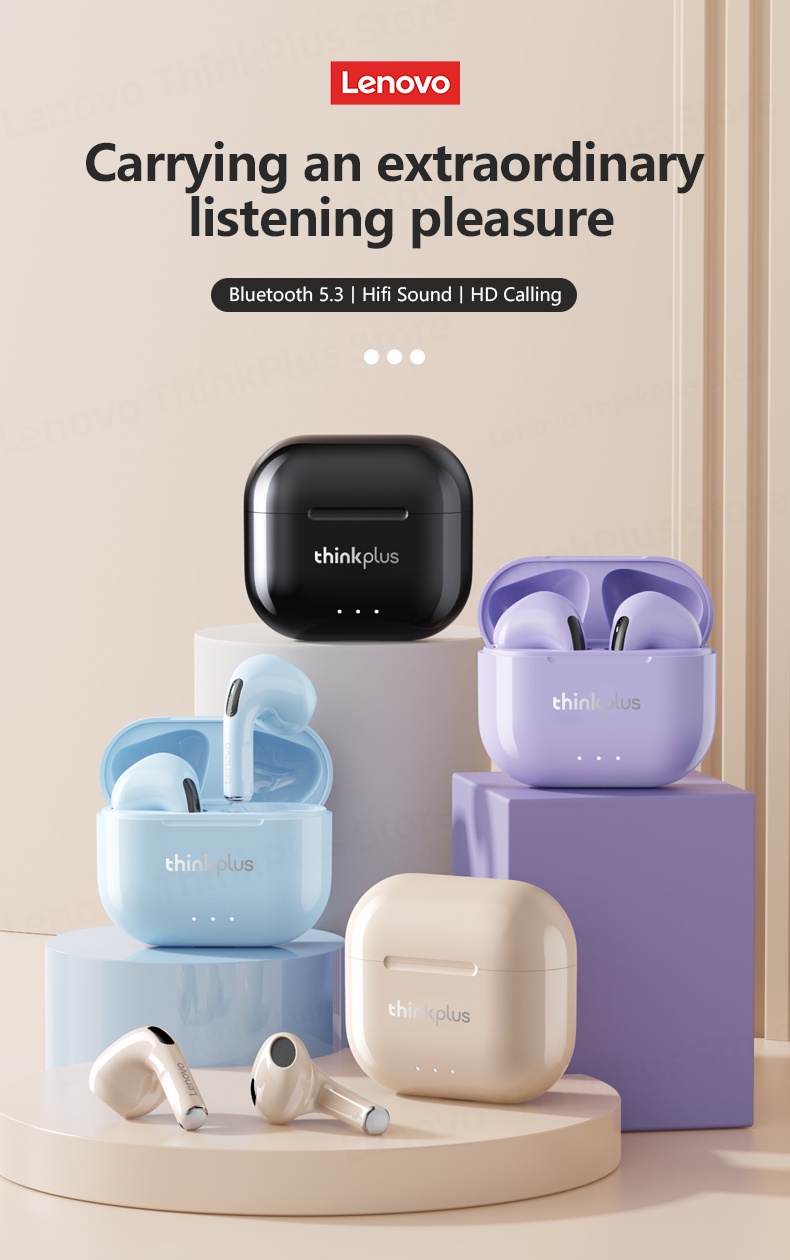 Tai Nghe Bluetooth Lenovo LP40 Plus có chất lượng âm thanh tốt và tích hợp micro Bluetooth 5.3 ...