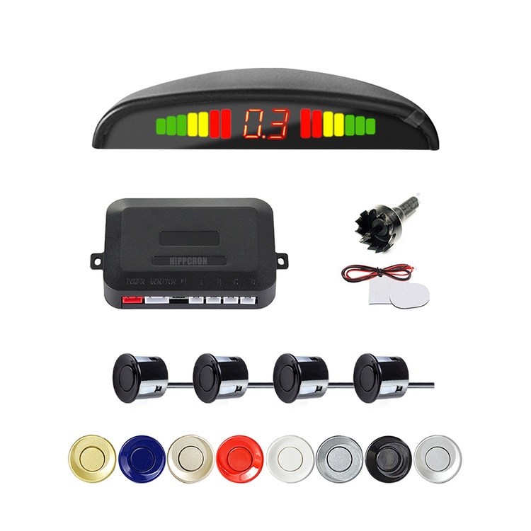 Car LED Parking Sensor Kit 4 cảm biến 22mm Hệ thống chỉ báo cảnh báo âm ...