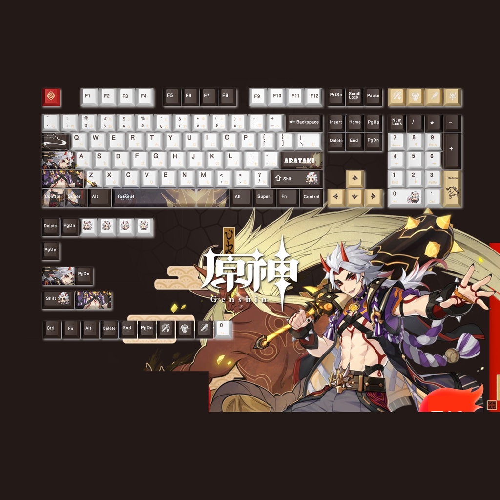 128 Phím Anime Genshin Tác Động Arataki Itto Keycaps Anh Đào Hồ Sơ PBT ...