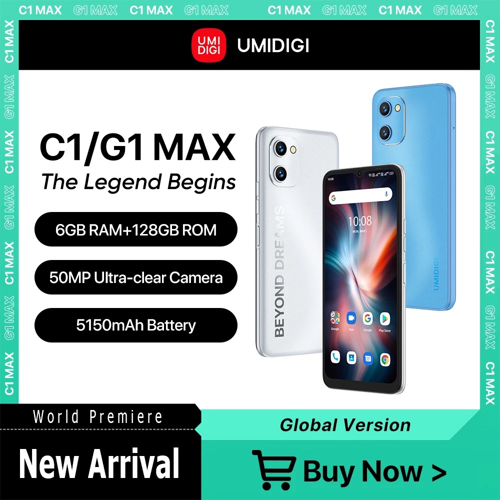 Điện thoại thông minh UMIDIGI C1&G1 Max Unisoc T610 tám lõi RAM 6GB+ROM 128GB Camera 50MP ...
