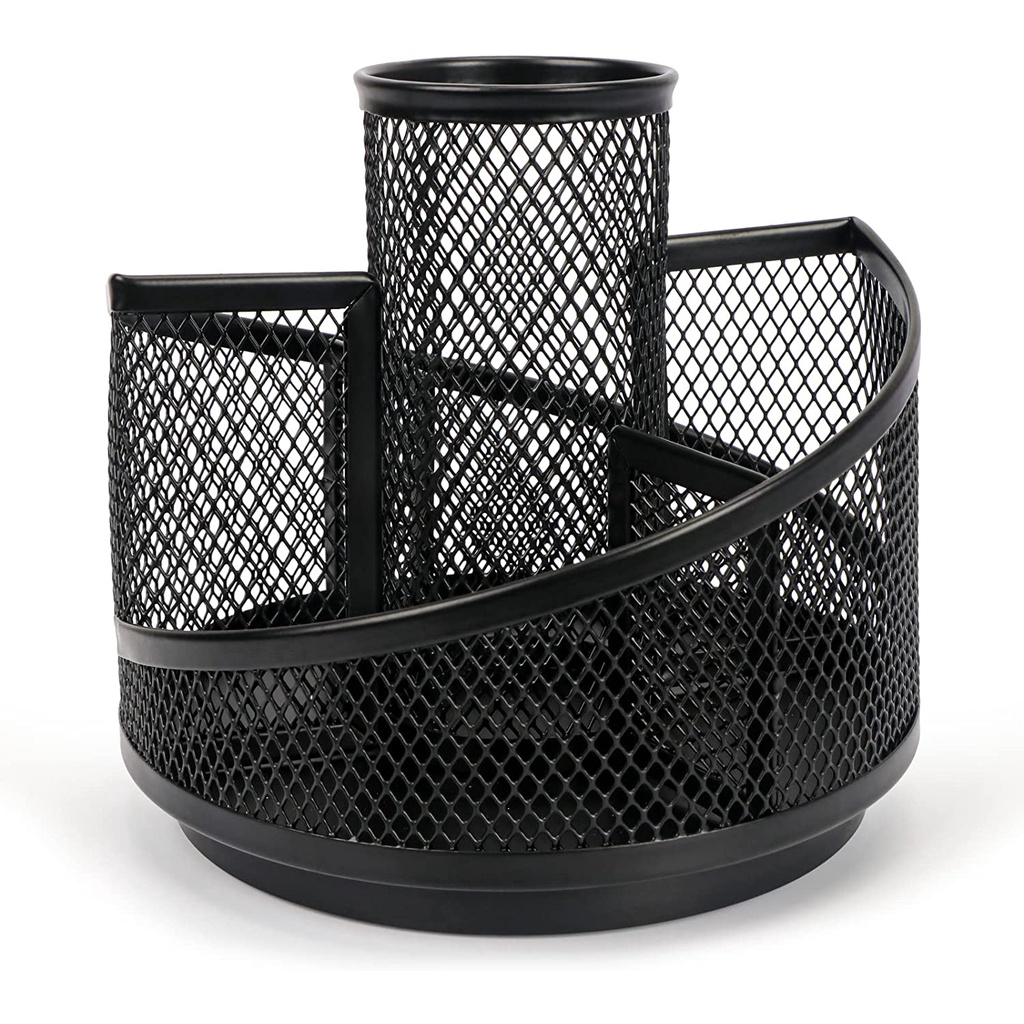 360 Degree Rotating Mesh Desk Organizer Rotating Metal Pen Pencil ...