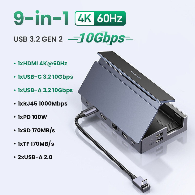 Ugreen 9 trong 1 USB C Docking Station sang HDMI 4K60Hz RJ45 PD100W ...