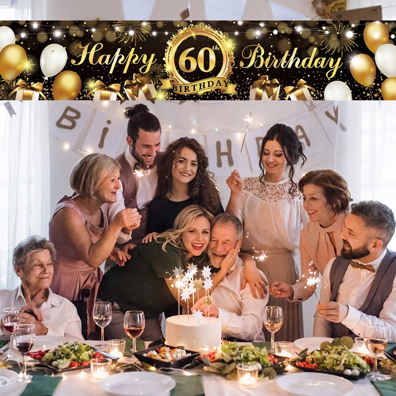 Banner Chúc Mừng Sinh Nhật 18th 21st 30 40 50 60th 40x200CM Màu Vàng ...