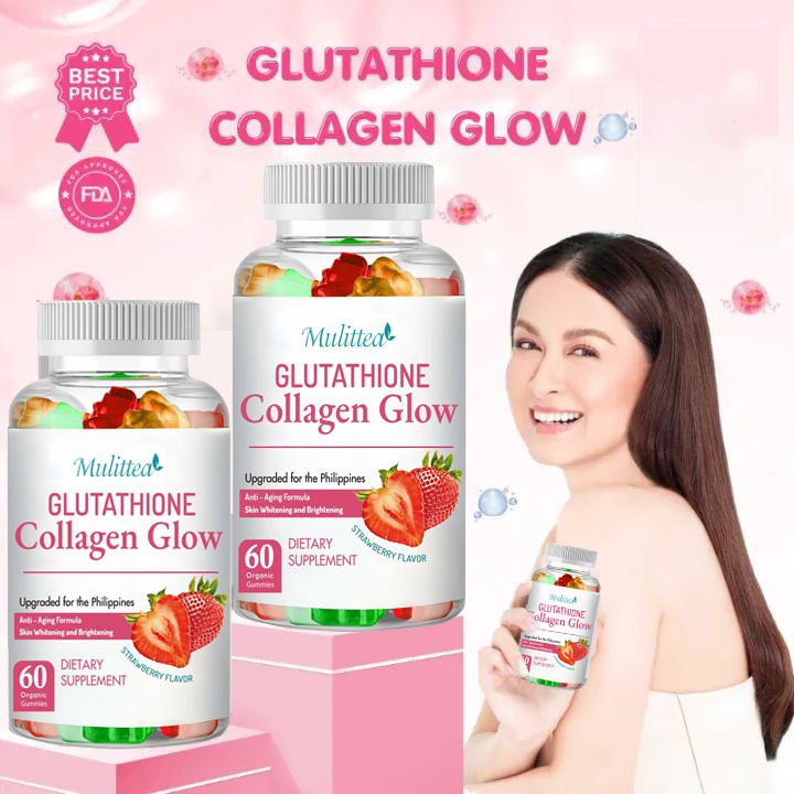 Glutathione Collagen Glow Gummies Dark Spot Whitening Skin Anti-Aging ...
