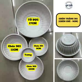 50 chén dĩa tô nhựa/ giấy dùng 1 lần trong/ đục chè 301, cơm 302, đại 303, tương, xôi 003, trung ...