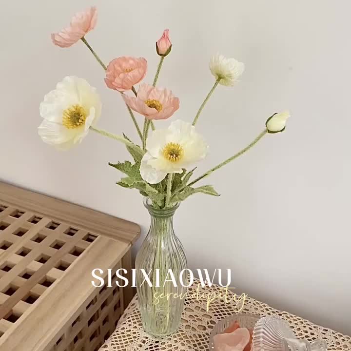 Hoa poppy giả, hoa lụa anh túc đẹp cao cấp trang trí, decor phòng 1 ...