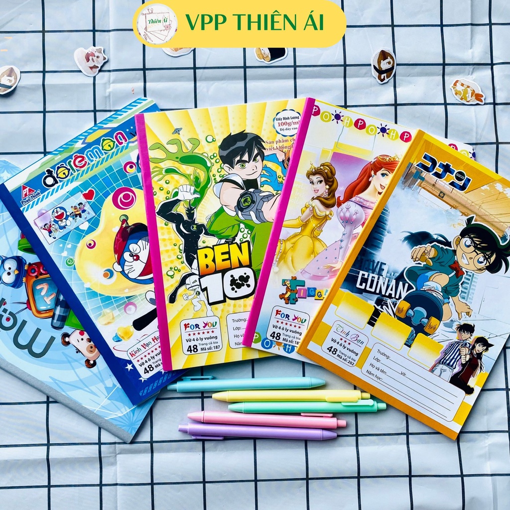Vở học sinh, vở ô ly bìa xinh, giấy đẹp chống lóa - Vpp Thiên Ái TA ...