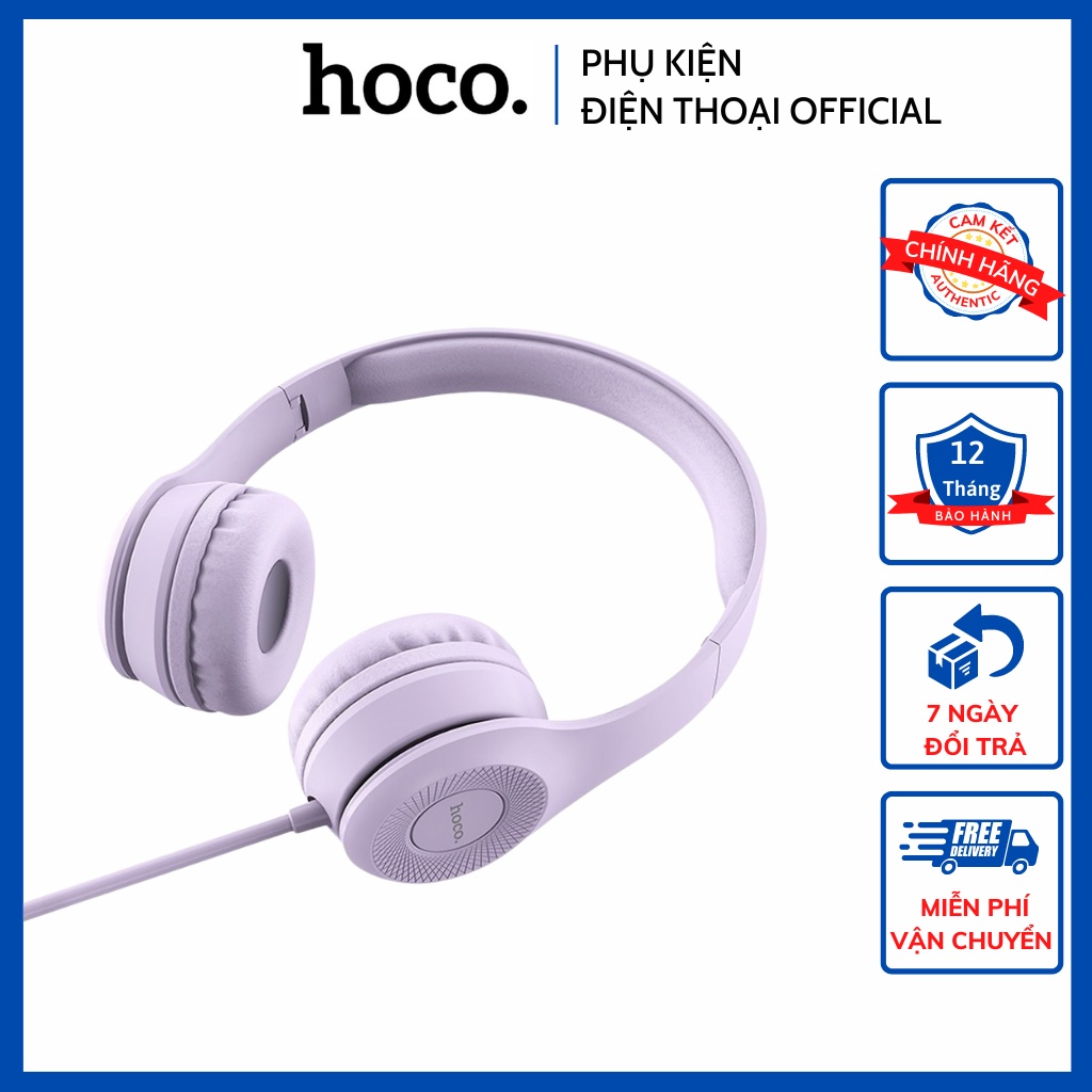 ⚡CHÍNH HÃNG⚡Tai nghe chụp đầu Hoco W21 kết nối jack 3.5mm, mút đệm ...