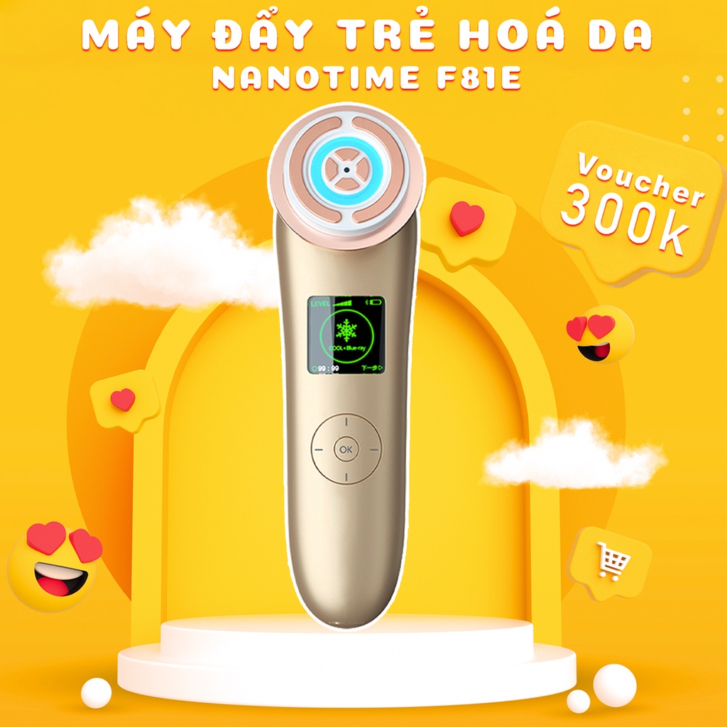 Máy nâng cơ, đẩy dưỡng chất trẻ hoá da thông minh, Nanotime F81E HTBeauty chăm sóc da bằng sóng ...