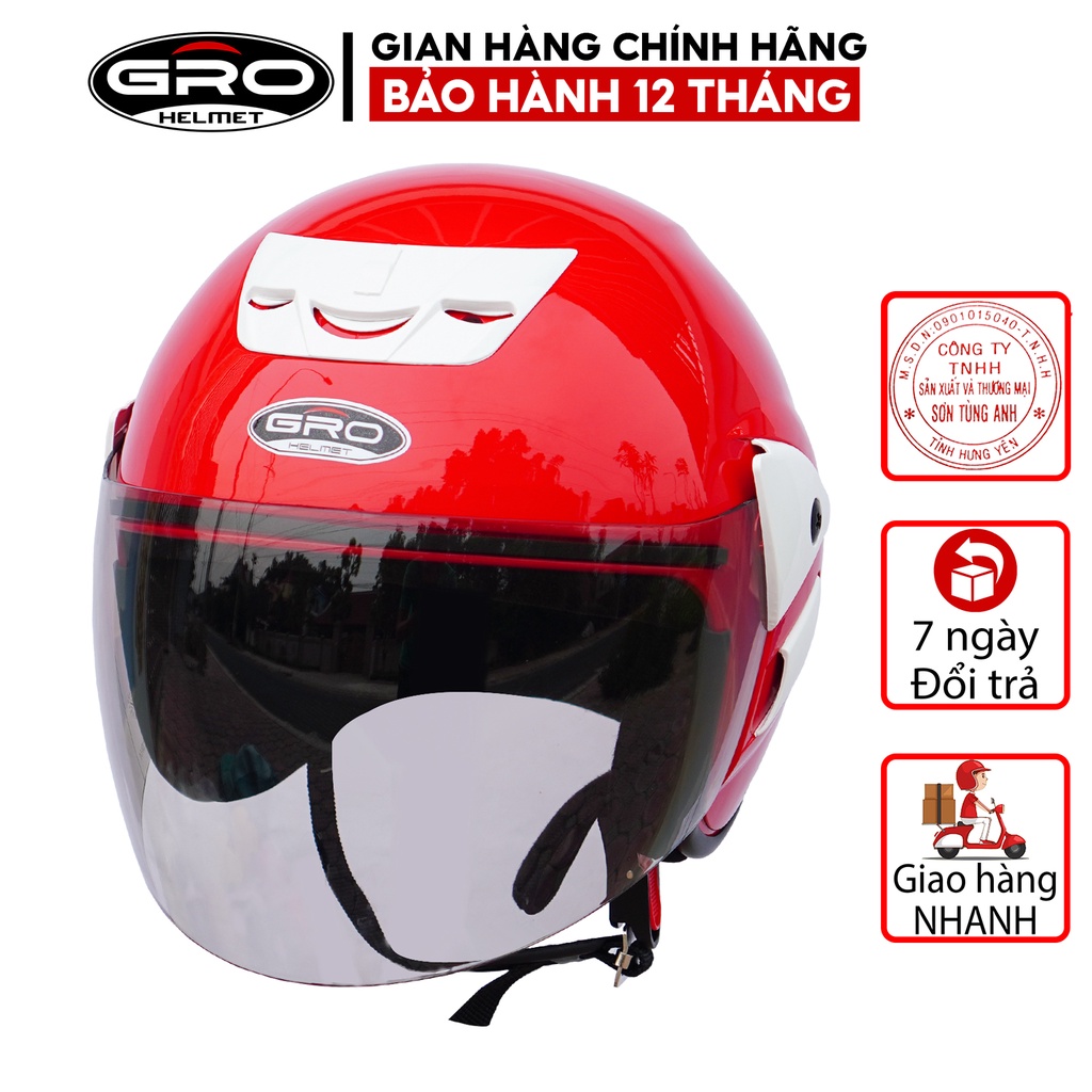 Mũ Bảo Hiểm 3/4 đầu GRO Helmet V2 có kính dài, kiểu dáng trẻ trung cho ...