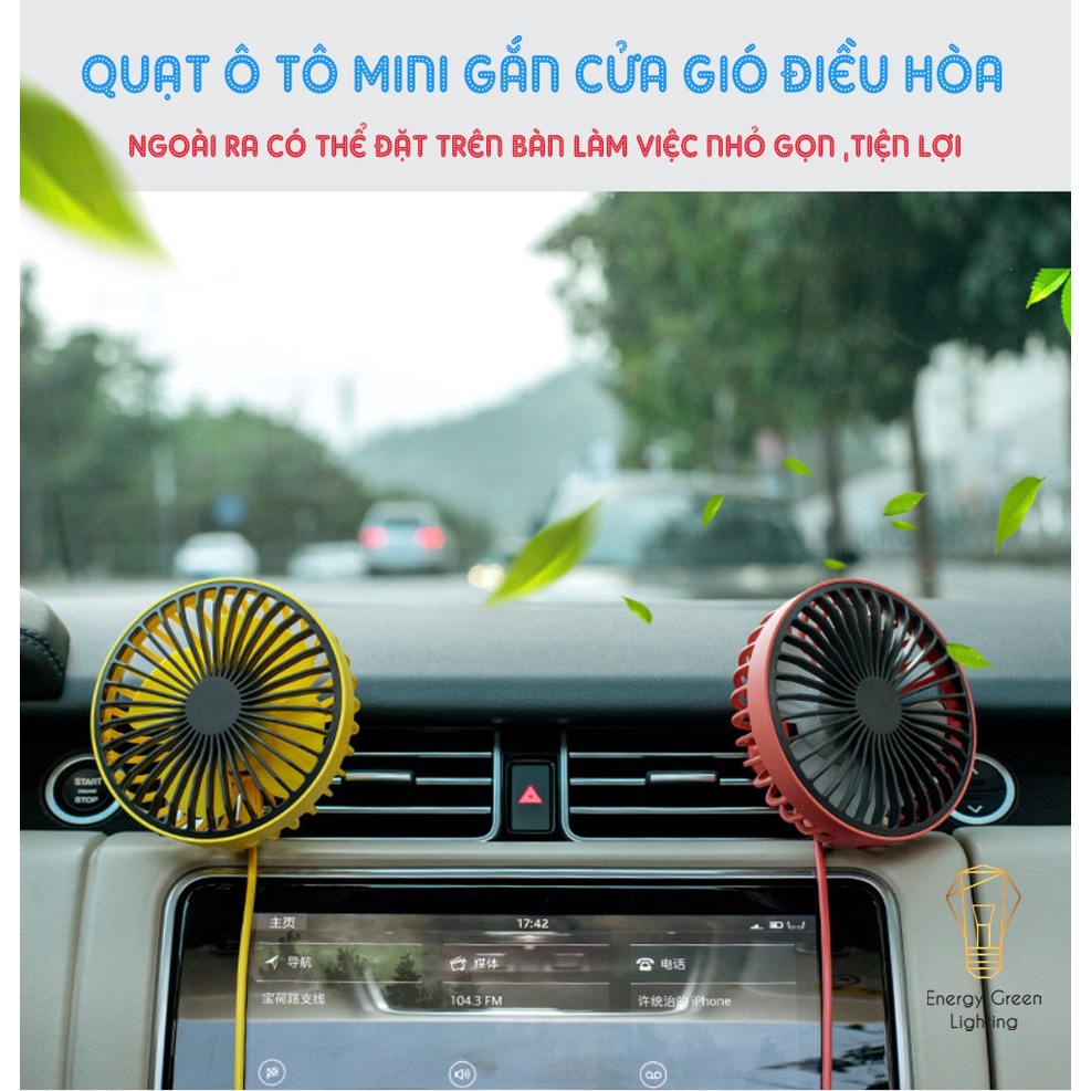 Quạt ÔTÔ Mini Energy Green Lighting GXZ-F829 - Gắn Cửa Điều Hòa - Xoay 360 Độ - Chân Cắm USB ...