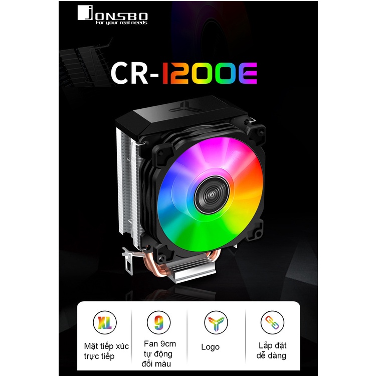 Quạt Tản Nhiệt Làm Mát CPU Jonsbo CR1200e Led Tự Động Đảo Màu, Tản Nhiệt Bằng 4 Ống Đồng ...