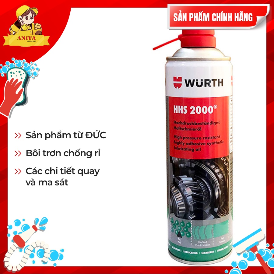Mỡ bò nước dạng xịt HHS 2000 Wurth 0893106 (Chai 500ml)- Nhập khẩu từ ...