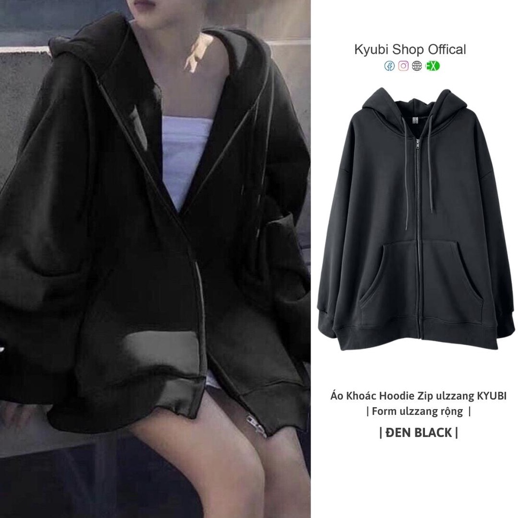 Áo Khoác Hoodie Trơn Nhiều Màu Nam Nữ Ulzzang Form Rộng Unisex (Có Bigsize) - KYUBI AKZ02 ...
