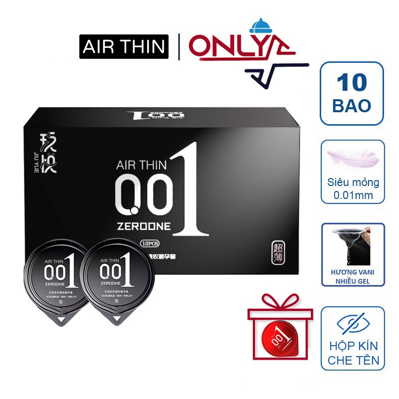Bao Cao Su Siêu Mỏng AIR THIN 001 Đen Nhiều Gel Bôi Trơn Hộp 10 BCS Kéo Dài Thời Gian | Shopee ...