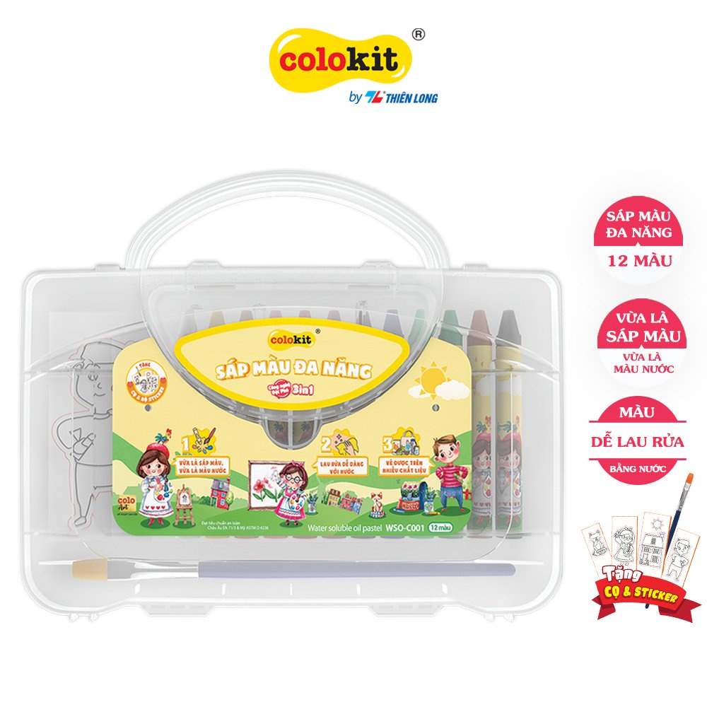 Bút sáp đa năng 12 màu rửa được Colo Art Thiên Long Colokit - Vừa là ...