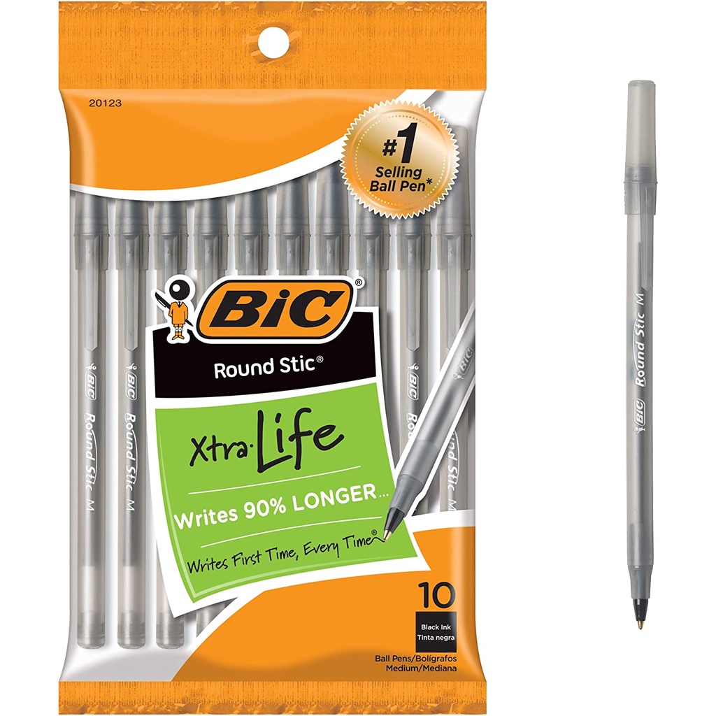 Bút bi BIC Round Stic Xtra Precision Stick Ballpoint Pen 1mm Assorted (hộp 10/36/60 cây ...