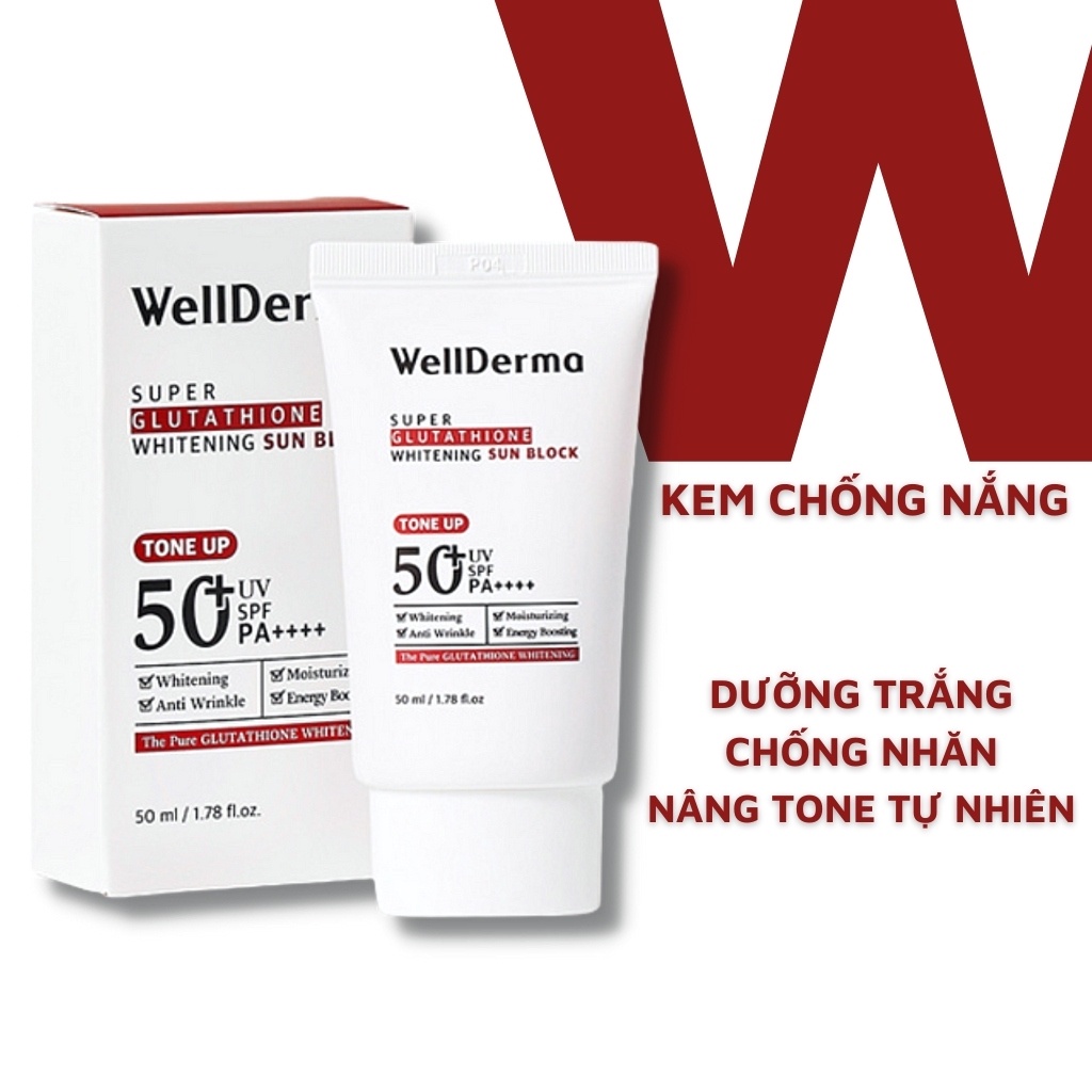 Kem chống nắng Wellderma Super Glutathione Whitening Sun Block Tone Up ...